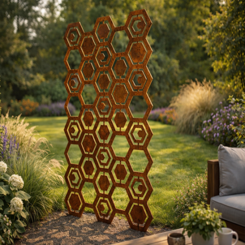 Exterior decorative panel with grid pattern - John Steel