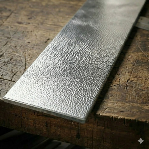 Profilato piatto in acciaio inox texture cuoio - Finitura decorativa