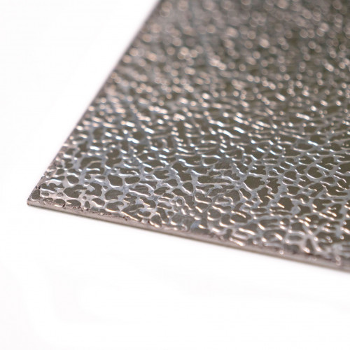 Leather textured stainless steel sheet, protected by a film